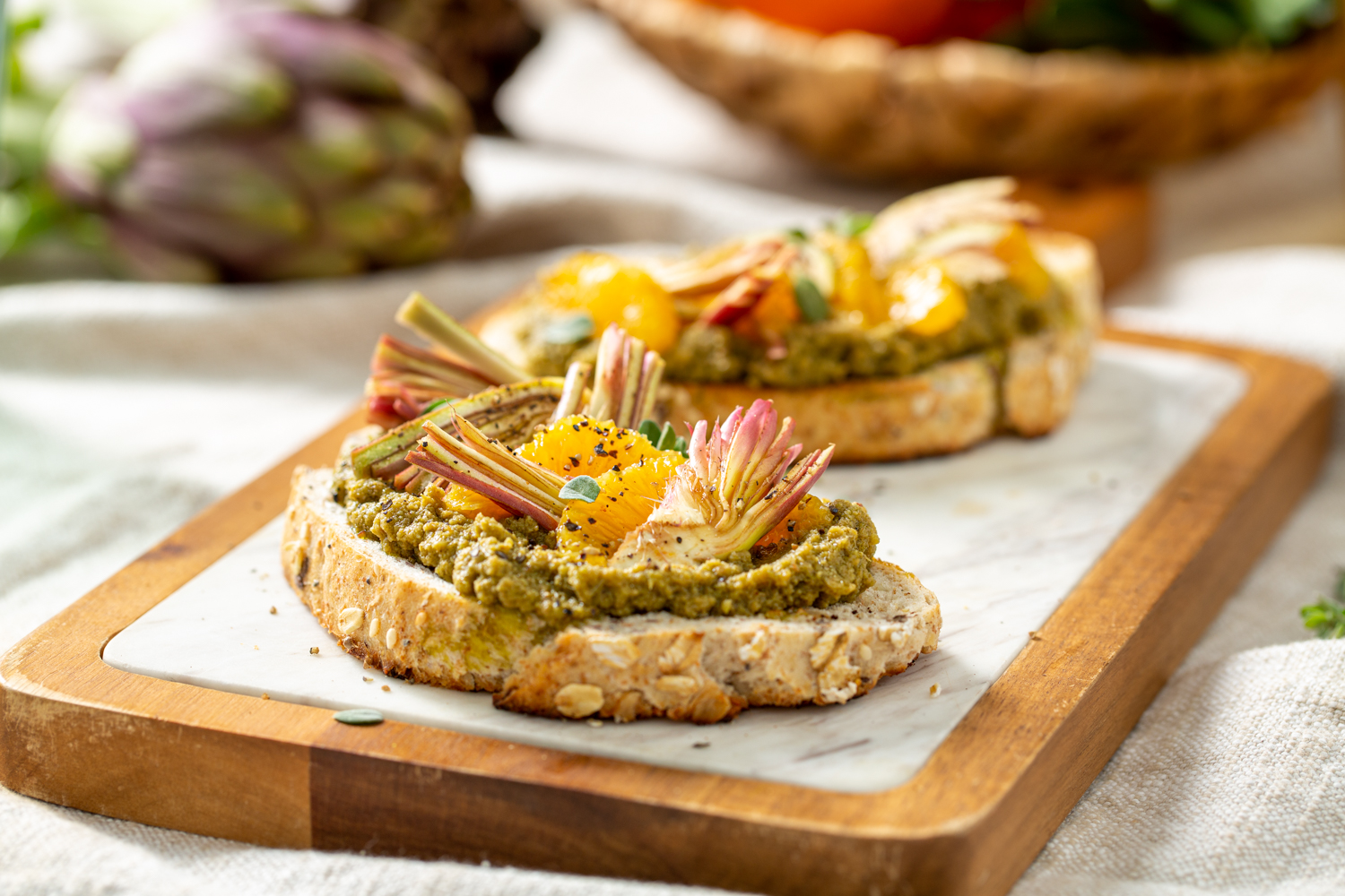 Tostada con paté de alcachofas y naranja - Recetas - NaturaSì